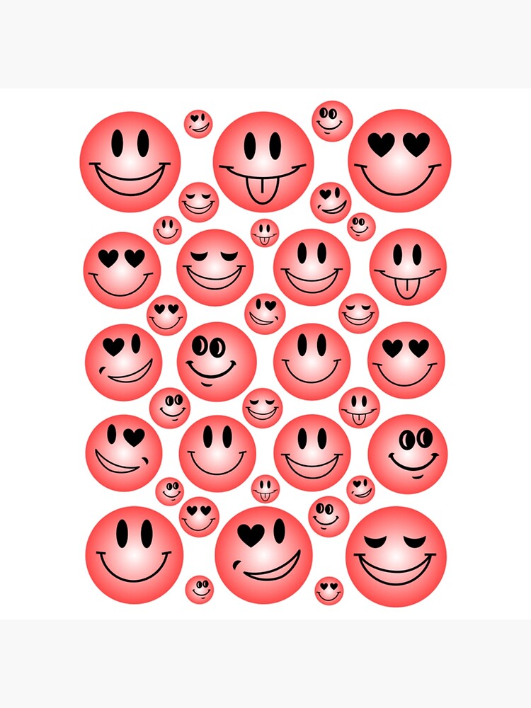 "Smiling red color face emoji set for stickers" Poster for Sale by ...