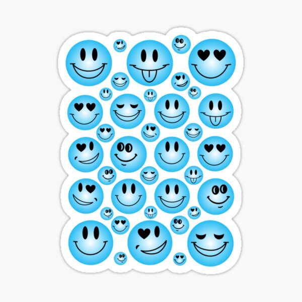 "Smiling blue color face emoji set for stickers" Sticker for Sale by ...
