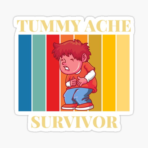 "Tummy Ache Survivor sticker, Funny Tummy Ache Sticker, Stomach Ache ...