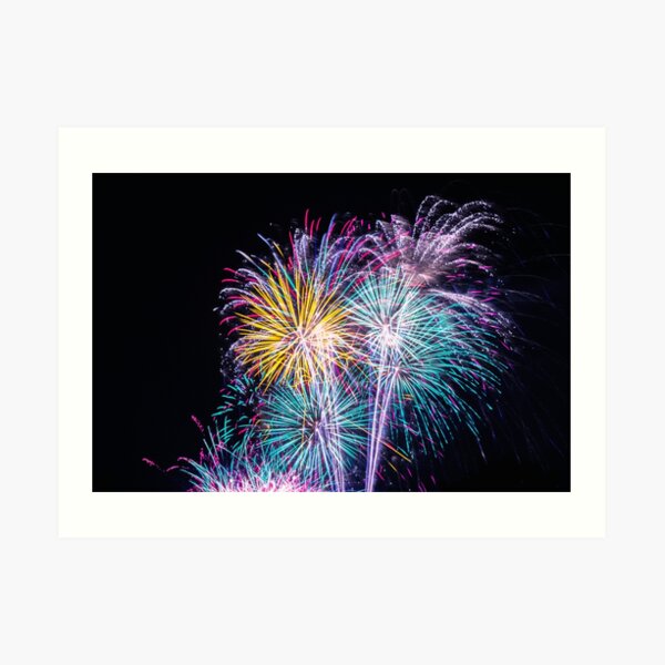 "Fireworks 4th of July pastels colors purple pink teal" Art Print by ...