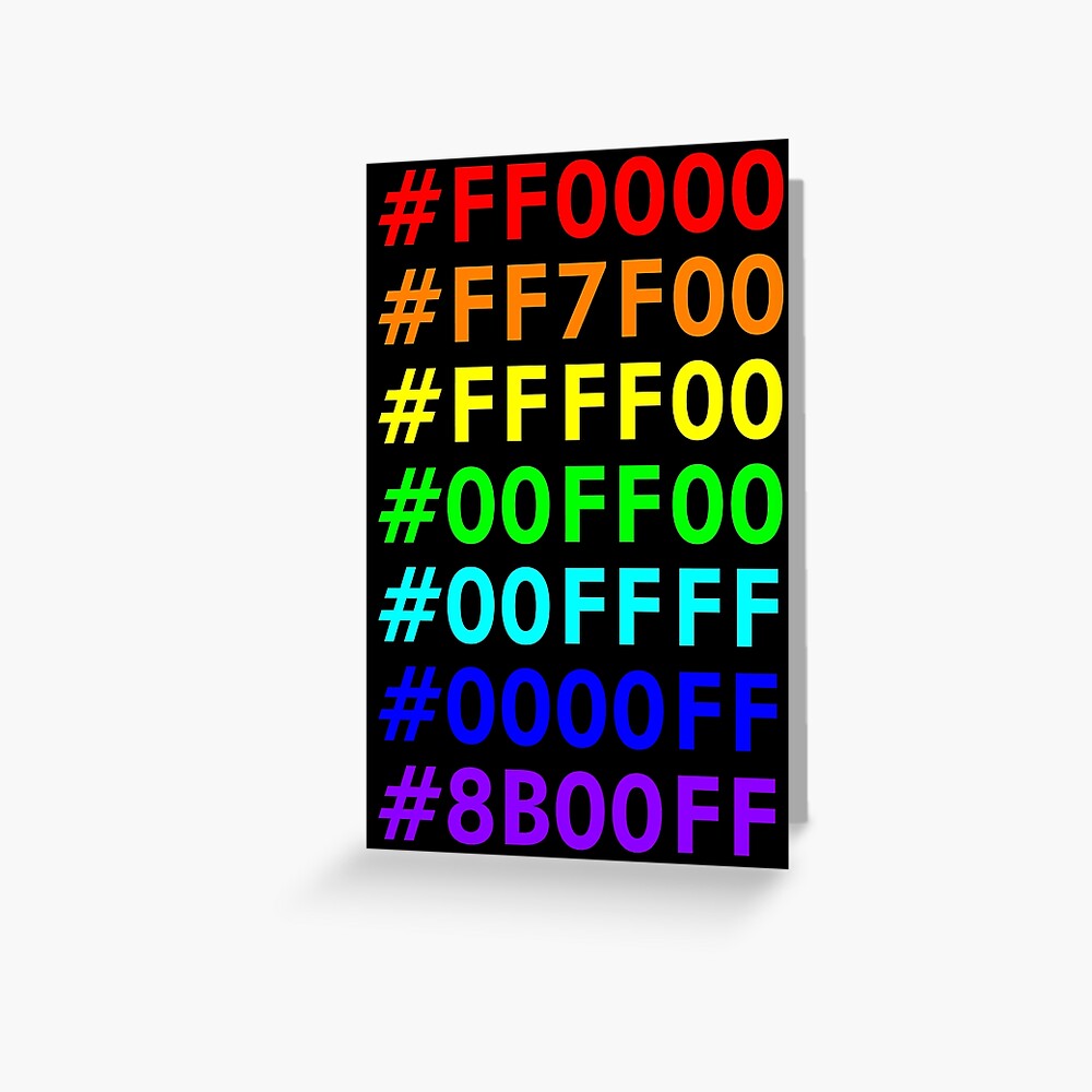  Rainbow HTML Color Codes Greeting Card For Sale By Emilegraphics