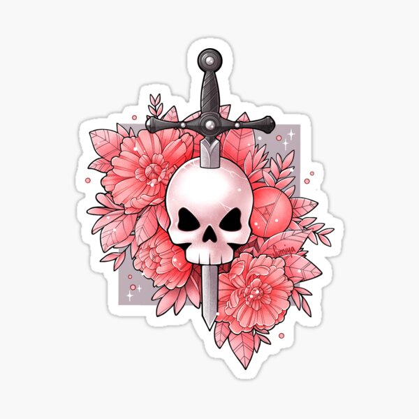 "Skull with Sword - Floral Design" Sticker for Sale by SumiyaArt ...