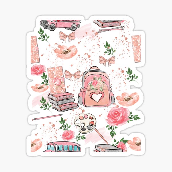 "Funny Preppy School Supplies,1st Day Of School For Girls" Sticker for ...