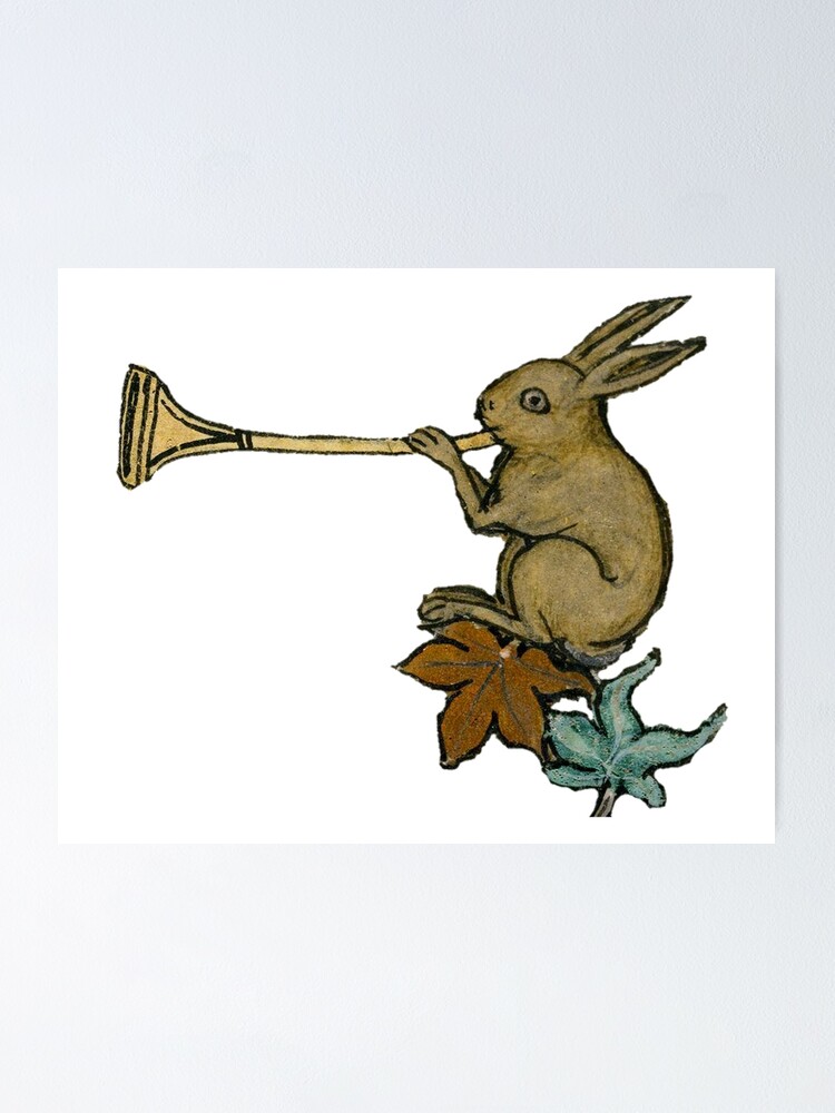 "Medieval Trumpet Rabbit - Medieval Illuminated Manuscript" Poster for ...