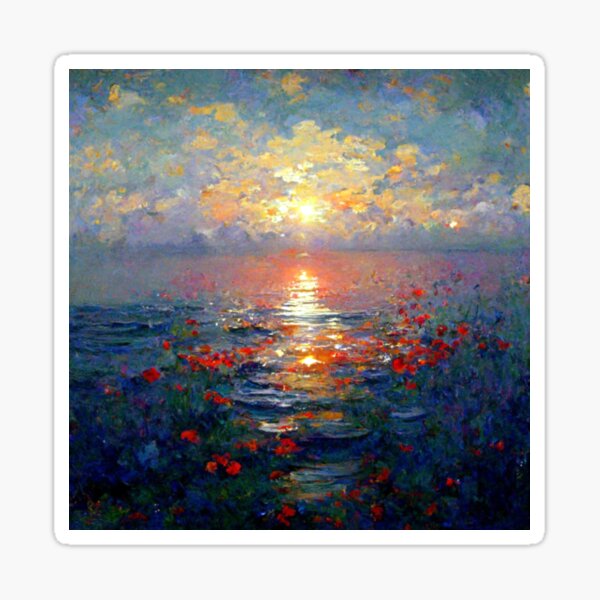 "Monet style Ocean Sunrise" Sticker for Sale by irnwho | Redbubble