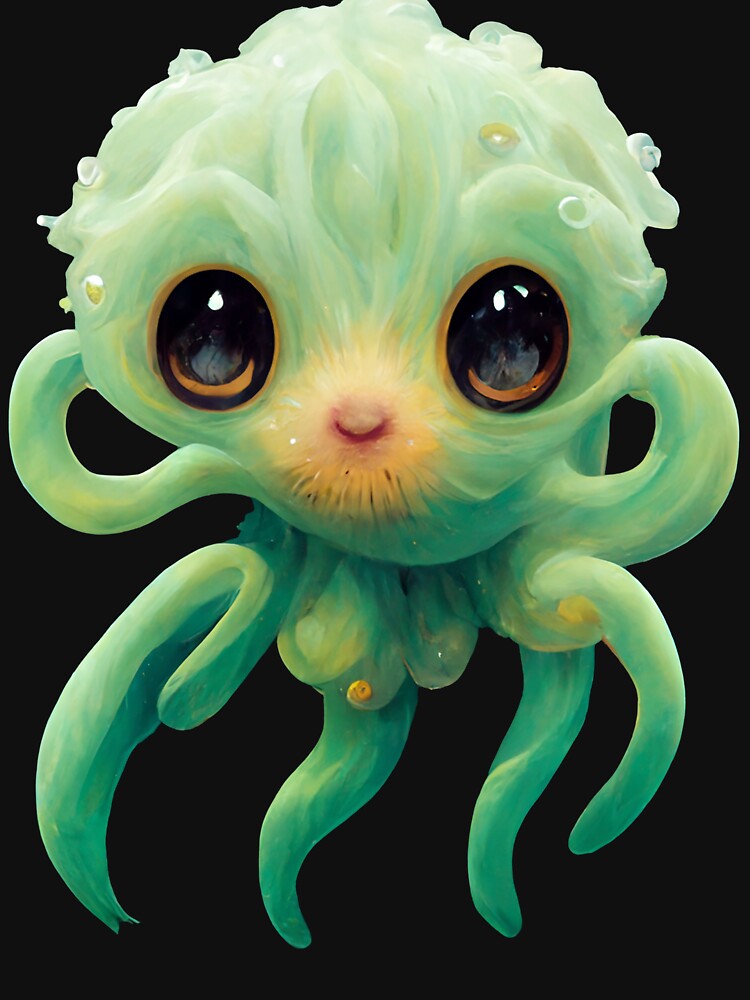 "Baby Cthulhu Cute Anime Lovecraftian Green Squid Creature" T-shirt for ...