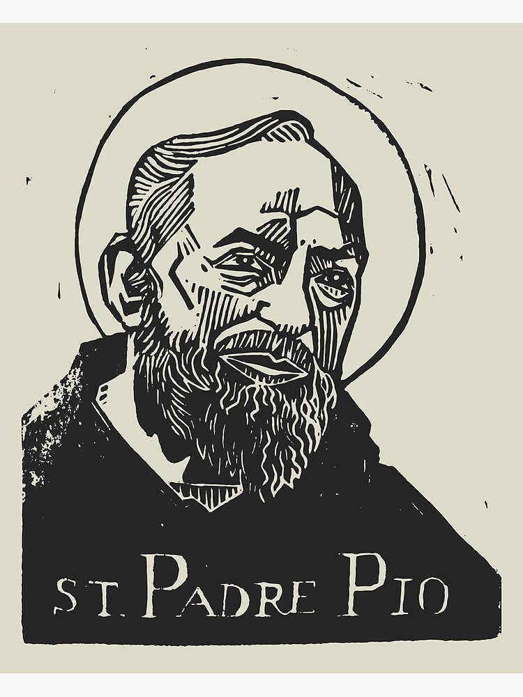 "Linocut vector art of St. Padre Pio. Catholic Saint. Feast day 23 Sep ...