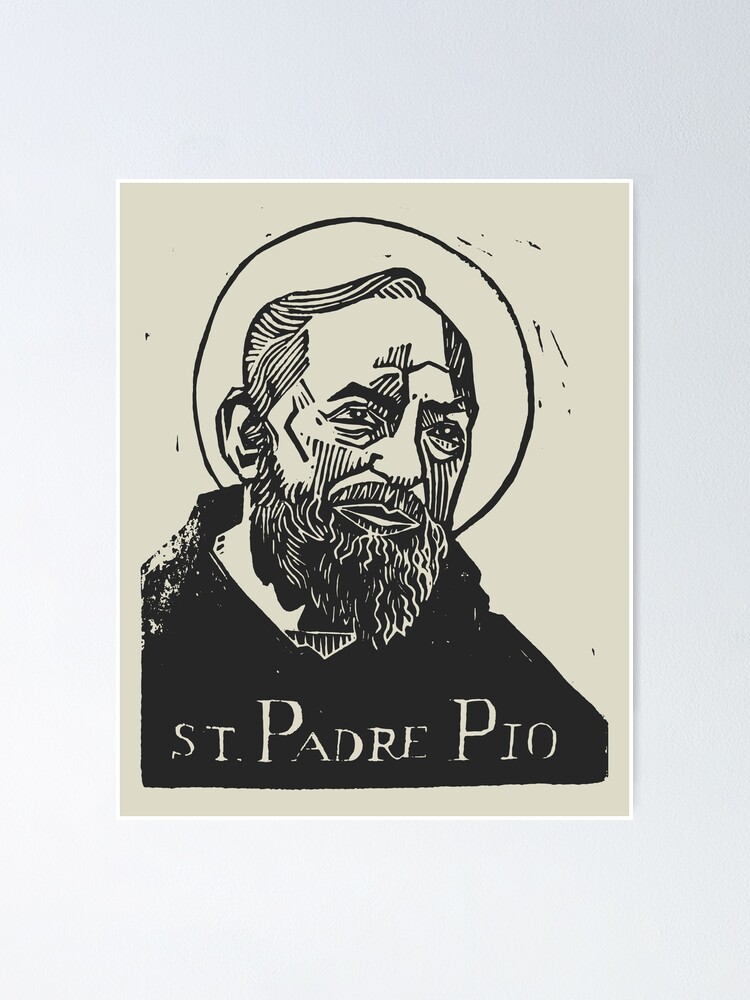 "Linocut vector art of St. Padre Pio. Catholic Saint. Feast day 23 Sep ...