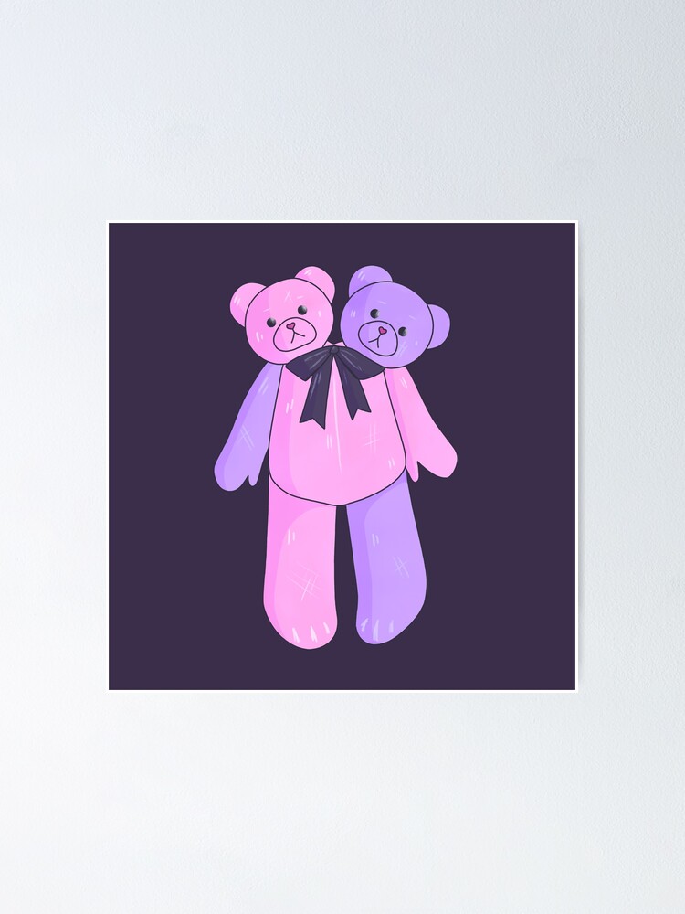"Pink Two Headed Teddy Bear" Poster for Sale by novembersgirl | Redbubble