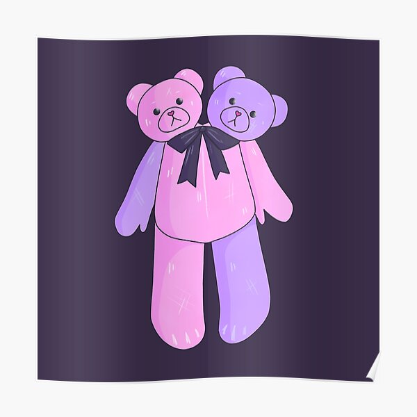"Pink Two Headed Teddy Bear" Poster for Sale by novembersgirl | Redbubble