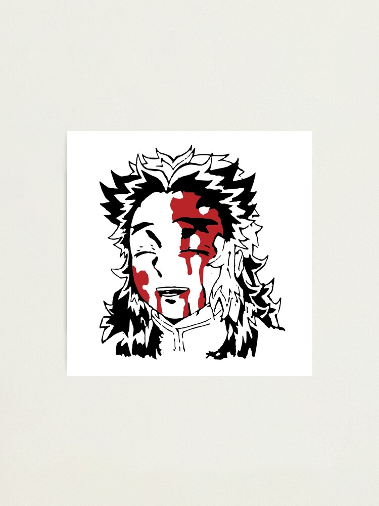 "kyojuro rengoku with blood in the face demon slayer anime charachter ...