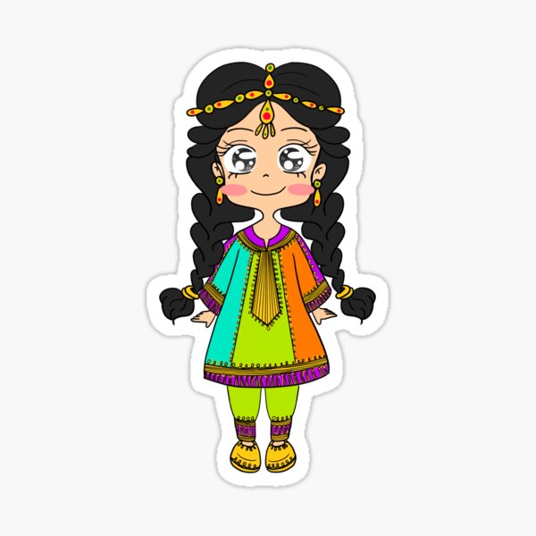 "girl with traditional dress" Sticker for Sale by latikhz | Redbubble