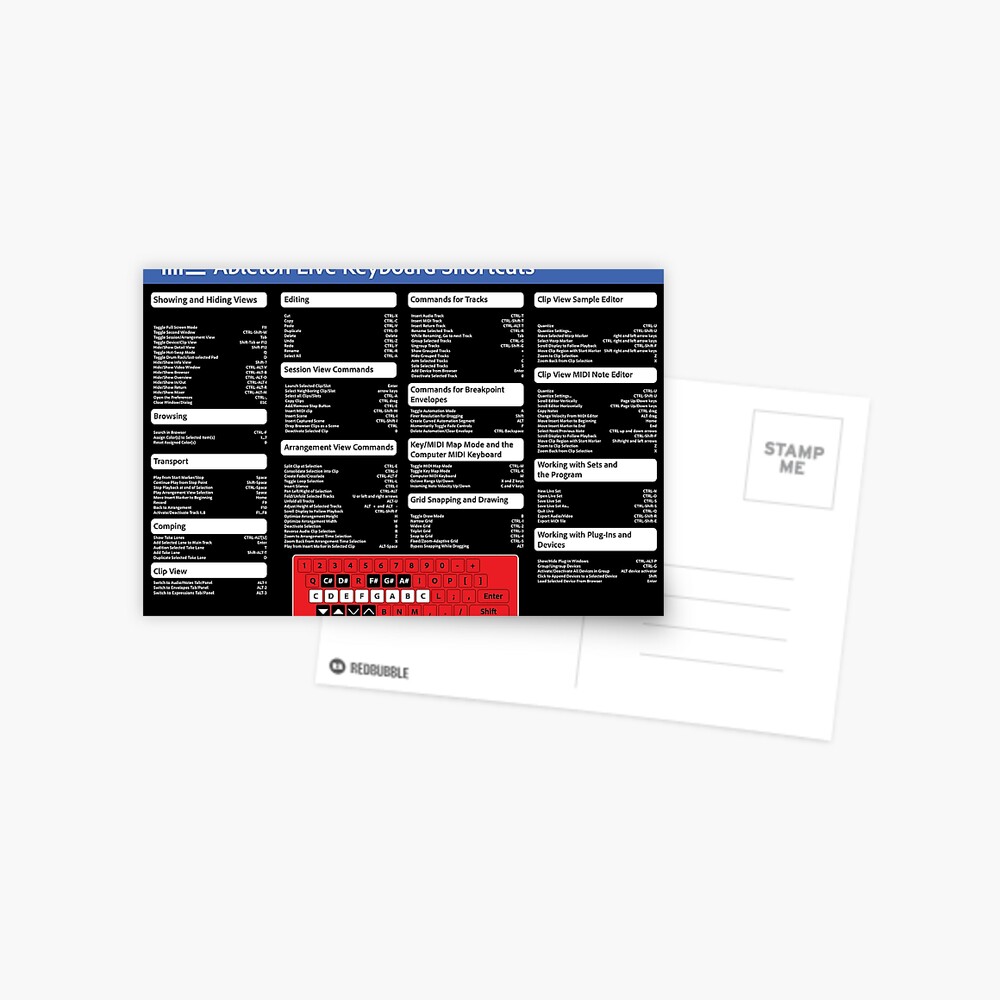 Ableton Live Keyboard Shortcuts Ableton Live Computer Midi Keyboard Ableton Cheat Sheet Daw