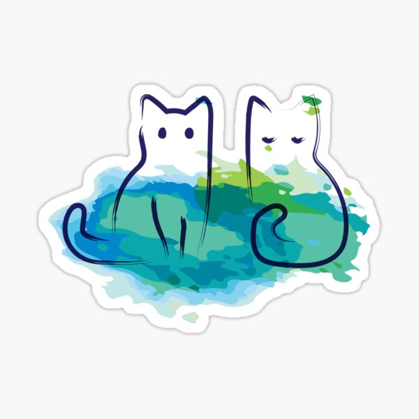 "Two cat" Sticker for Sale by purnomatra | Redbubble