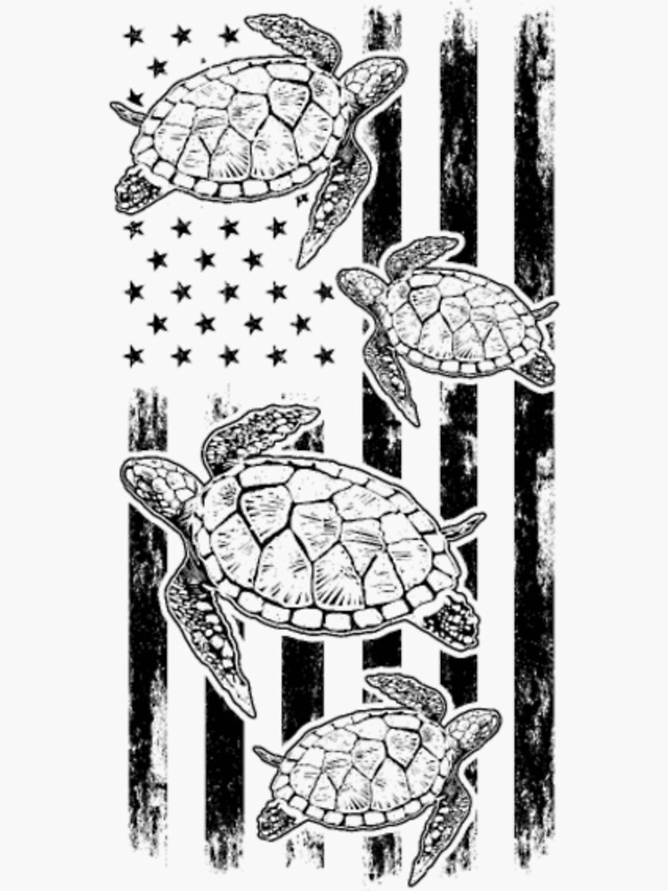 "Sea Turtle US Flag Turtles American Flag Turtle" Sticker for Sale by Parador | Redbubble