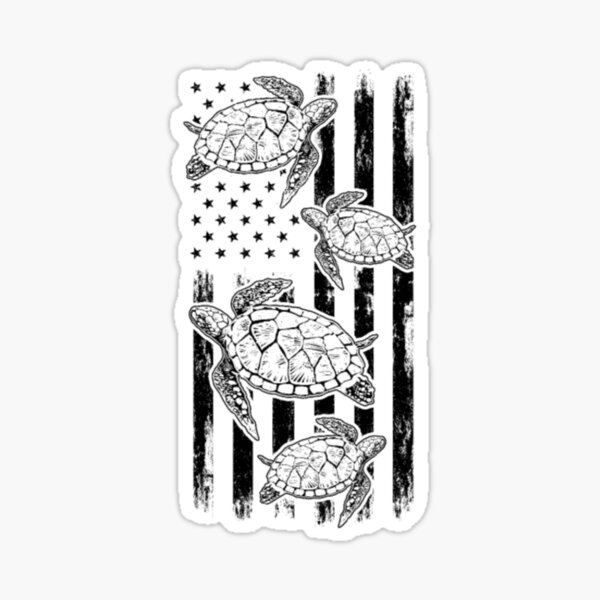 "Sea Turtle US Flag Turtles American Flag Turtle" Sticker for Sale by ...