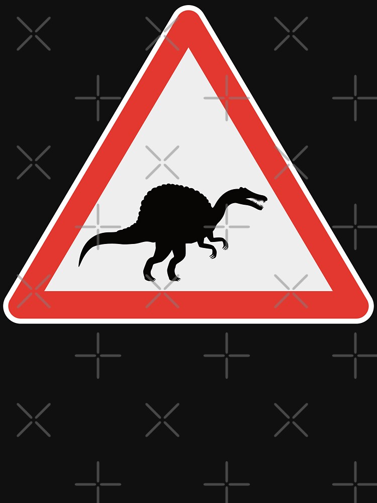 "Spinosaurus Theropoda Dinosaur Road Sign Paleontology" T-shirt for ...