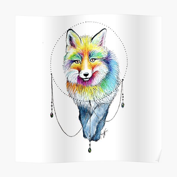 "colorful fox color animal" Poster for Sale by Farbentier | Redbubble