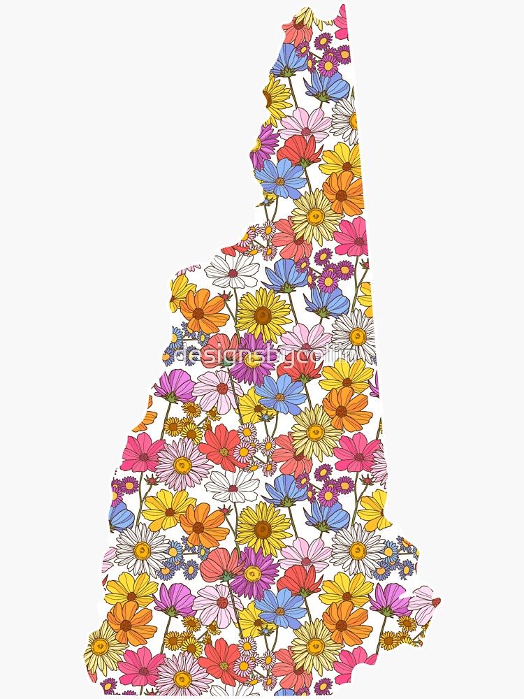 "New Hampshire 603 Hand Drawn Flowers" Sticker for Sale by ...