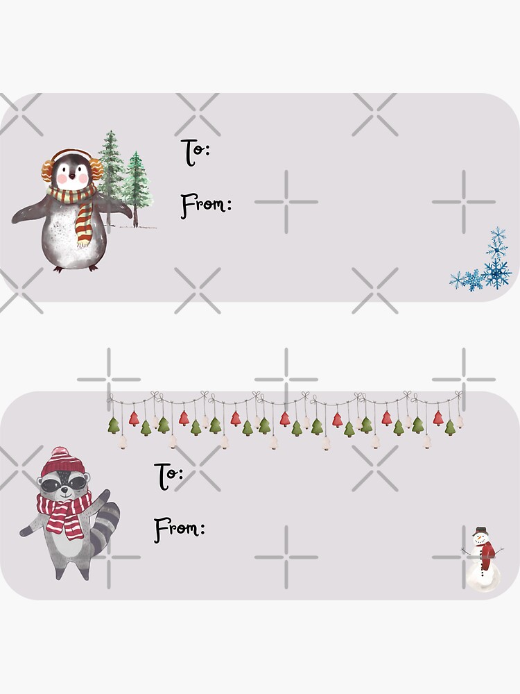 "Cute Watercolor Wild Animals Christmas Present Labels Holiday Gift ...
