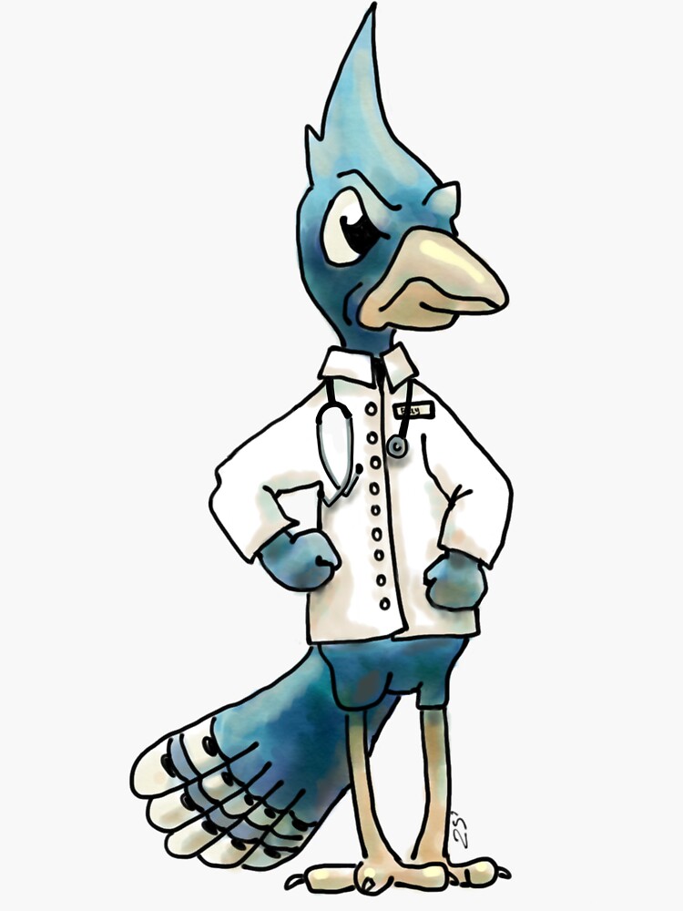 "Doctor billy bluejay" Sticker for Sale by sparkry | Redbubble