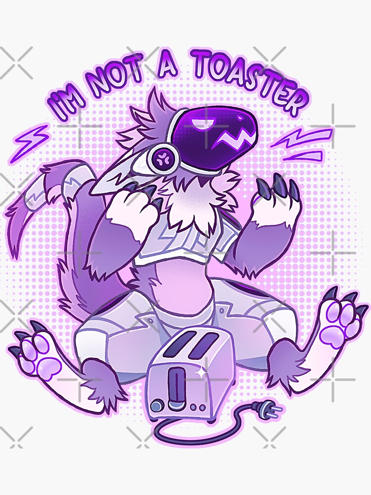 "Purple Grumpy Protogen - I'm not a toaster" Sticker for Sale by Mr ...