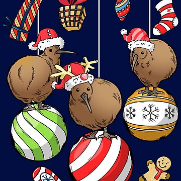 "New Zealand Kiwi Bird Holiday Christmas Tree Bauble Balls Decoration ...