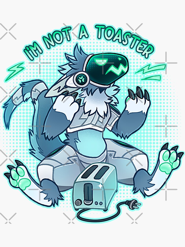 "Turquoise Grumpy Protogen - I'm not a toaster" Sticker for Sale by Mr ...