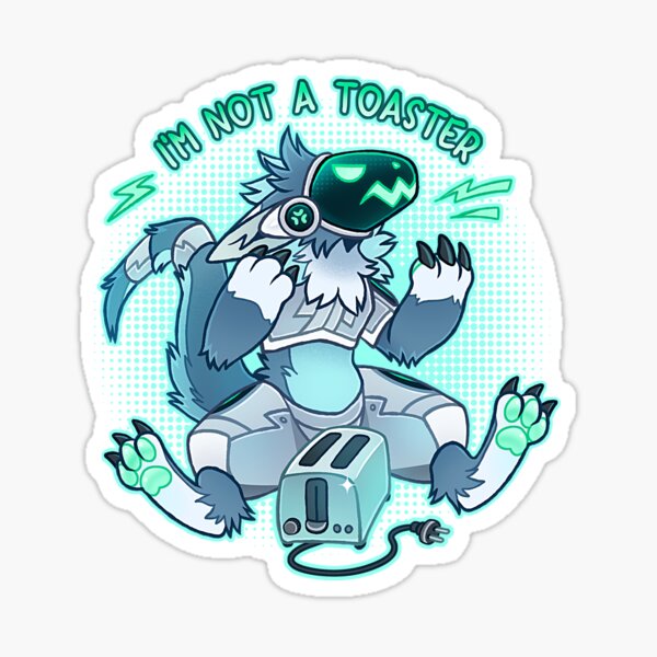 "Turquoise Grumpy Protogen - I'm not a toaster" Sticker for Sale by Mr ...