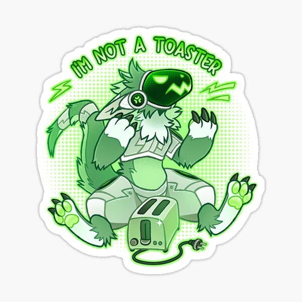"Green Grumpy Protogen - I'm not a toaster" Sticker for Sale by Mr ...