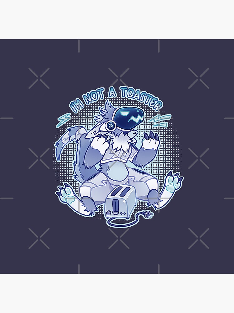 "Blue Grumpy Protogen - I'm not a toaster" Pin by Mr-Lemur | Redbubble
