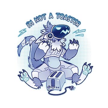 "Blue Grumpy Protogen - I'm not a toaster" Sticker by Mr-Lemur | Redbubble
