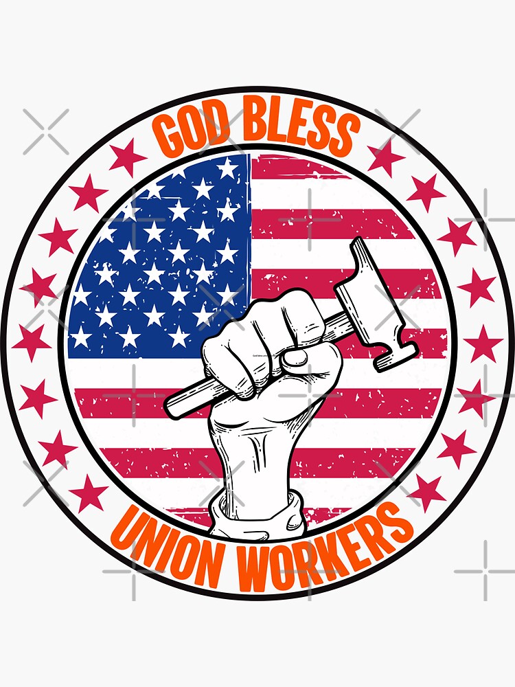 "God bless union workers. t-shirt design for happy labor day" Sticker for Sale by MarvellTeeZone ...