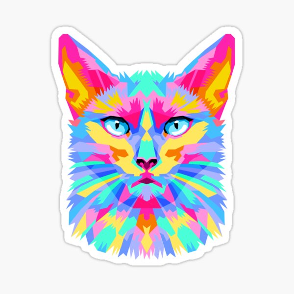 "Colorful Cat" Sticker for Sale by StickyFun | Redbubble
