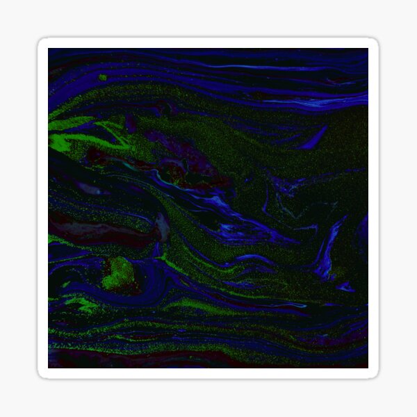 Dark Green And Blue Trippy Liquid Art Acrylic Liquid Drip Art Stoked Up Art Sticker For Sale