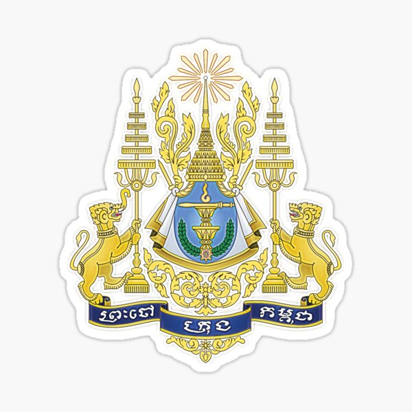 "Royal arms of Cambodia" Sticker for Sale by PatsIsland | Redbubble