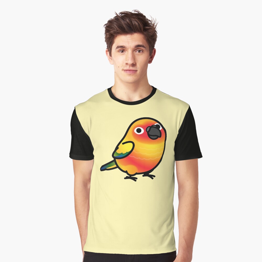 "Chubby Sun Conure" Sticker for Sale by birdhism | Redbubble