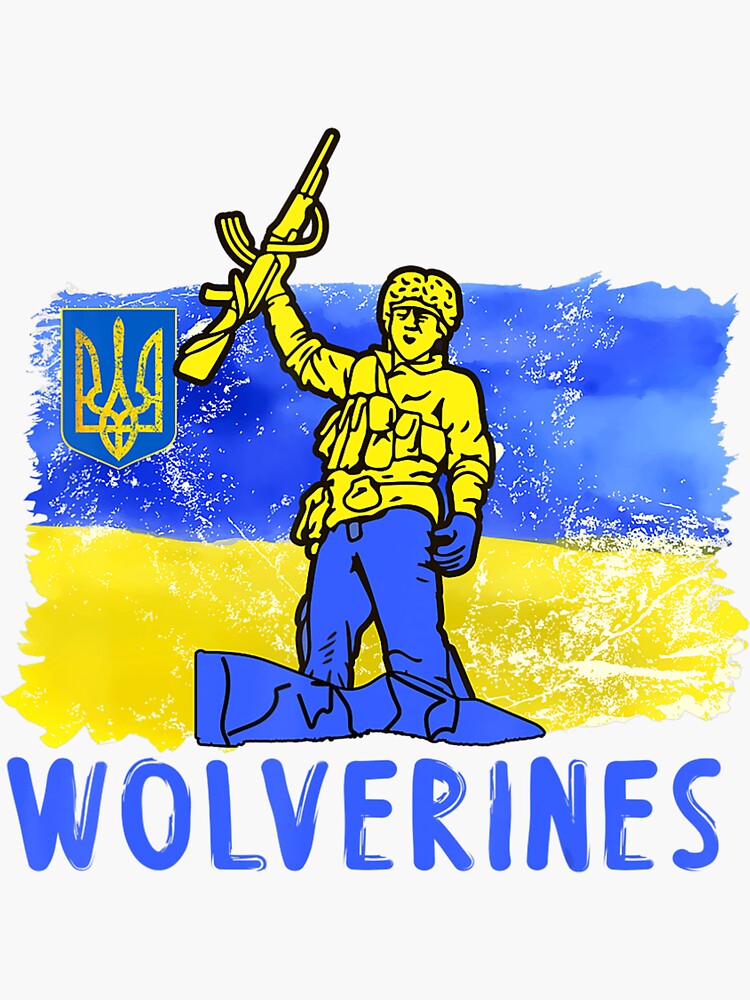 "Wolverines Support Ukraine Wolverines Love Ukrainian Flag " Sticker ...