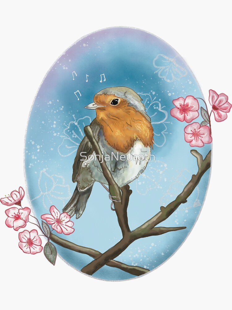"Robin spirit animal with cherry blossom - spring" Sticker for Sale by ...