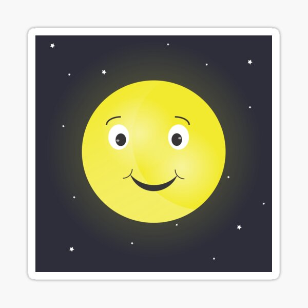 "Cute Smiley Full Moon" Sticker by adametzb | Redbubble