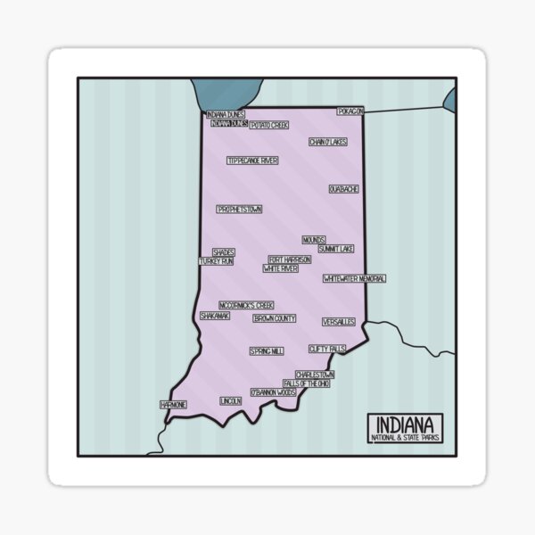 "Indiana National and State Parks Map" Sticker for Sale by ...