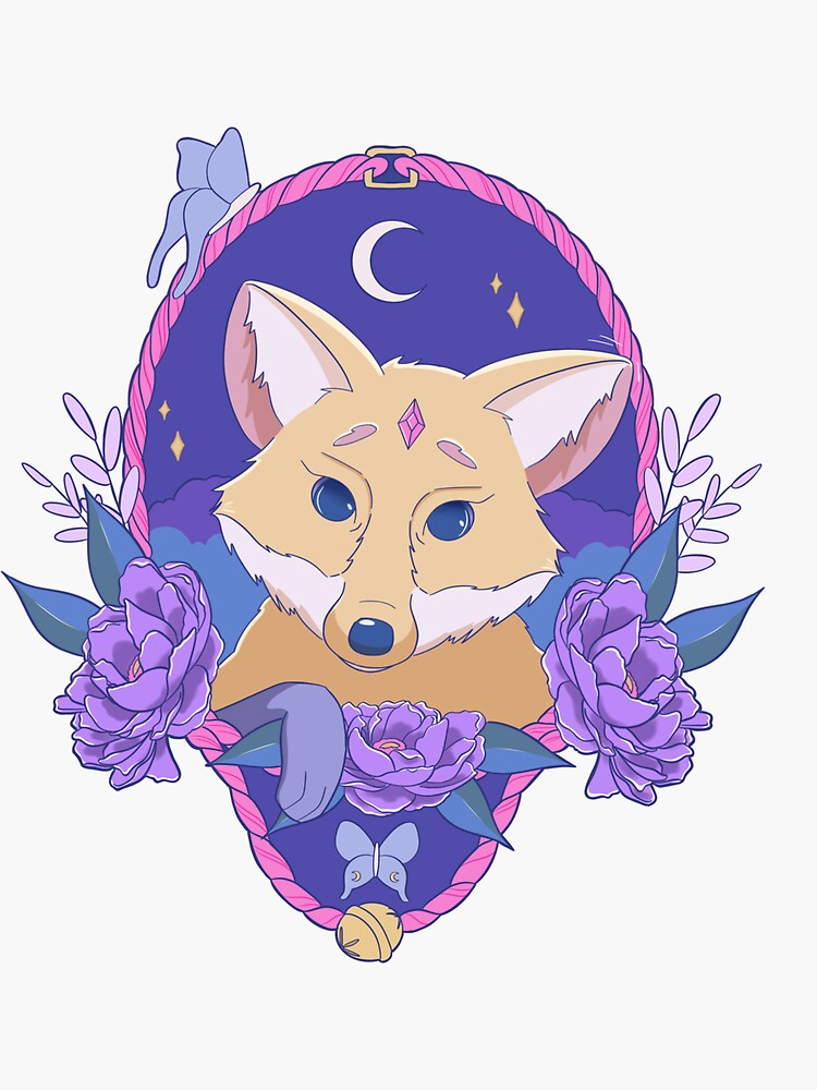 "The Fox and the Moths" Sticker for Sale by amayathegrey | Redbubble