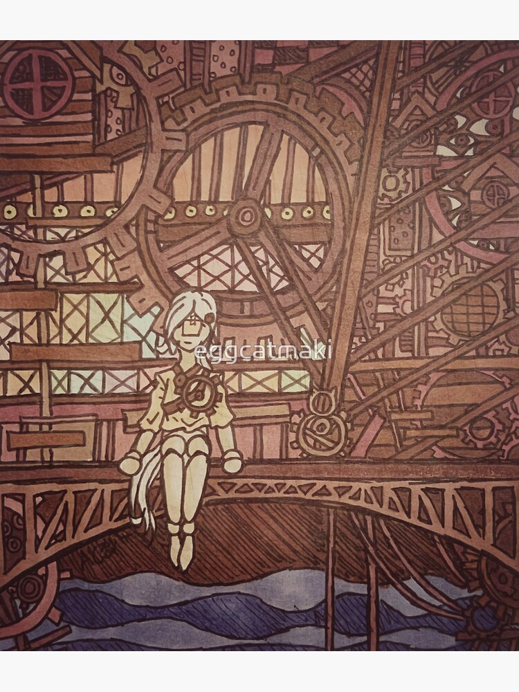 "OC Wooden Clockwork World Redraw" Sticker for Sale by eggcatmaki ...