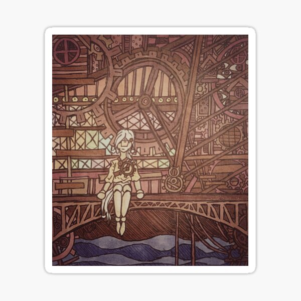 "OC Wooden Clockwork World Redraw" Sticker for Sale by eggcatmaki ...