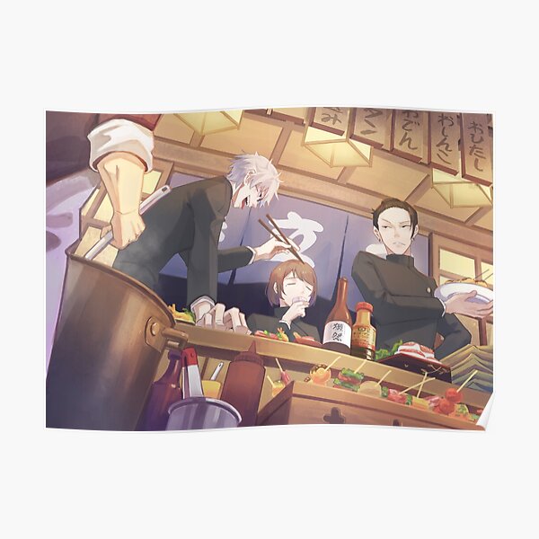 Póster «Gojo y su equipo comiendo fuera» de BerserkerArmy | Redbubble