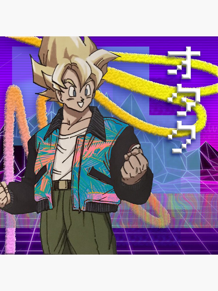 Pegatina «Vaporwave Goku Dragon Ball» de Isabella-Haro | Redbubble