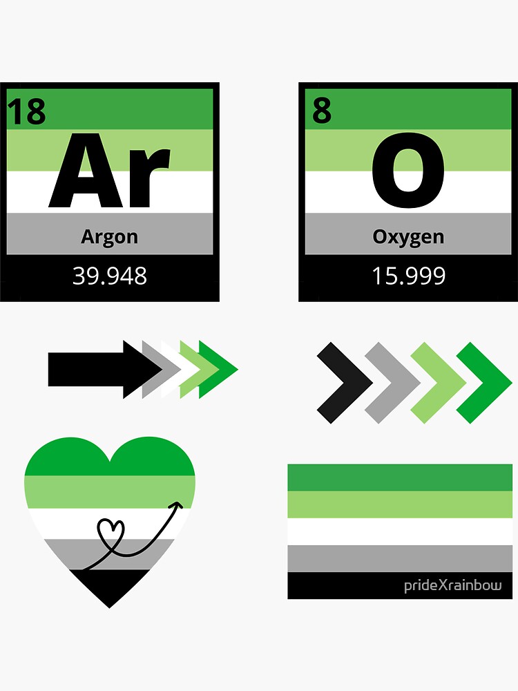 "Aromantic Aro Periodic Table Chemisty Nerd" Sticker for Sale by prideXrainbow | Redbubble