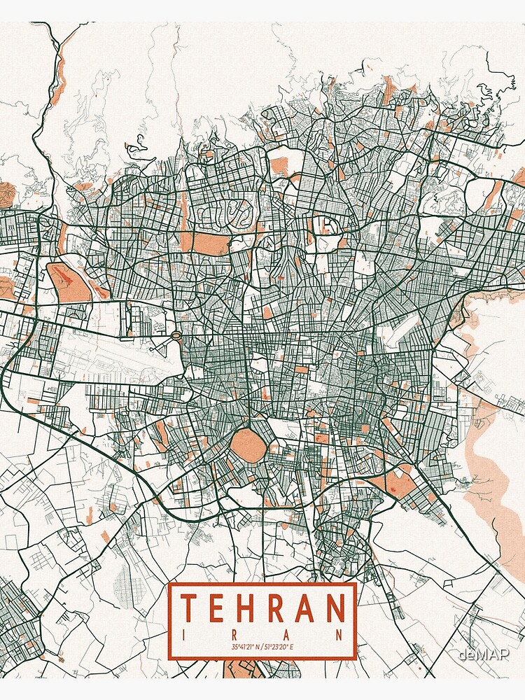 "Tehran City Map of Iran - Bohemian" Poster for Sale by deMAP | Redbubble