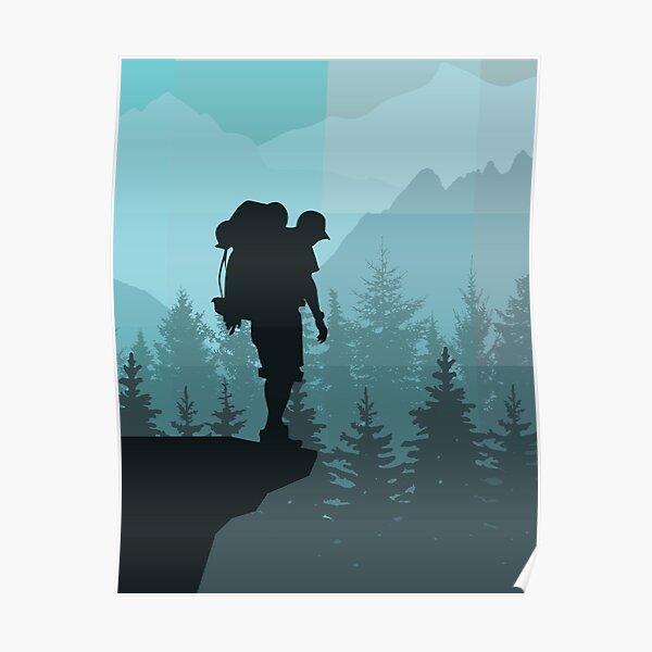 "Hiking Adventure to the Mountains" Poster for Sale by GoldfinchStore ...
