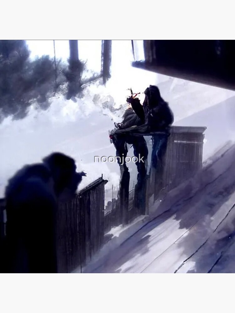 "Rooftop Smoke: Cold Silence" Sticker for Sale by noonjook | Redbubble
